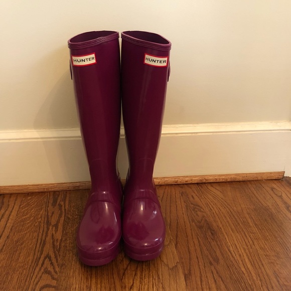 Hunter | Shoes | New In Box Hunter Gloss Violet Tall Rain Boot | Poshmark